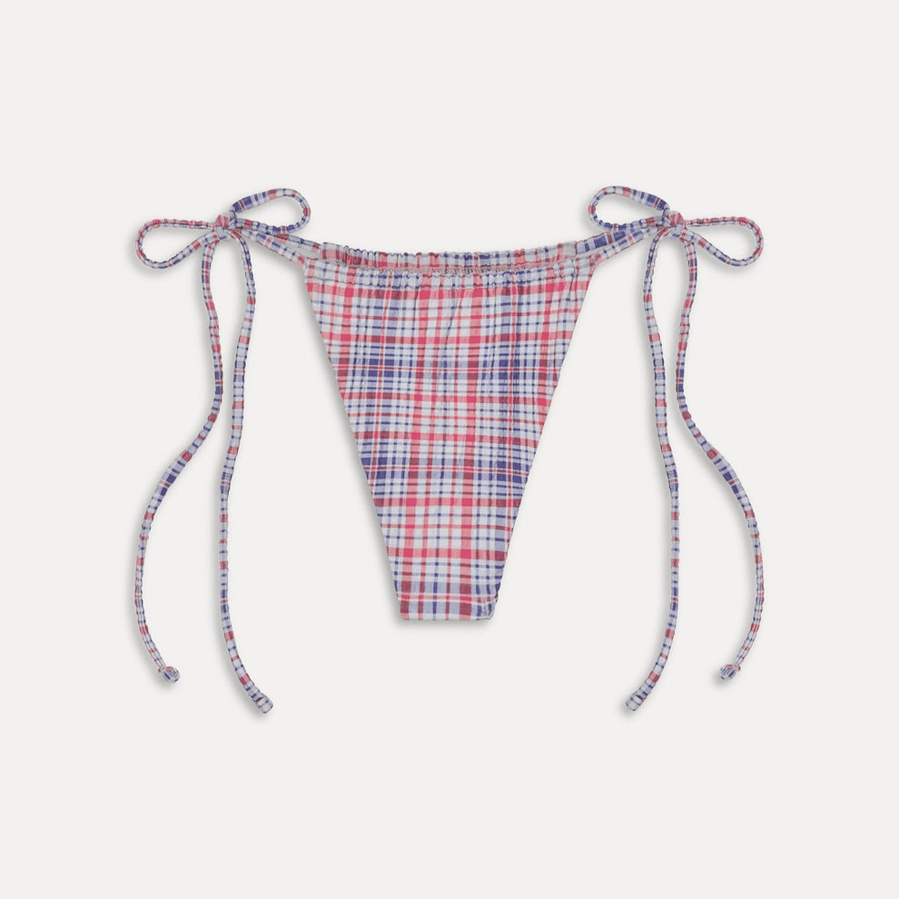 Frankies Bikinis Tia Skimpy String Bikini Bottom - American Plaid ...