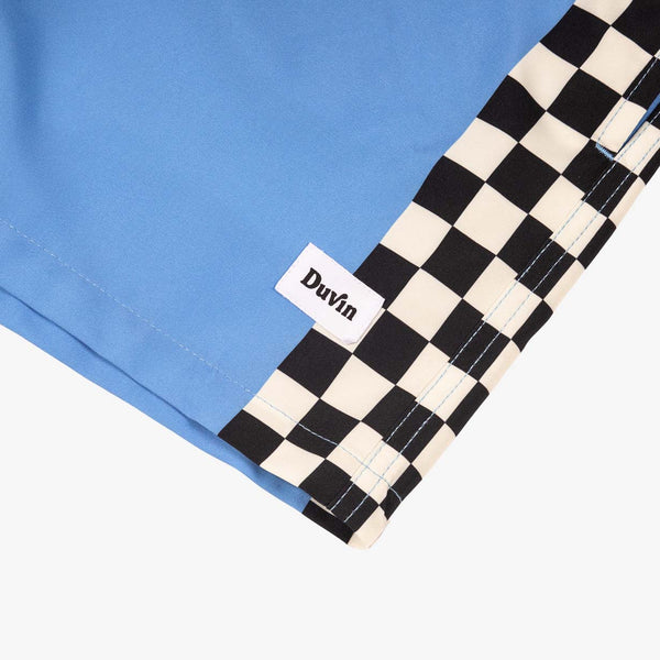 Duvin Beachside Checker Swim Short - Mens Blue and Checker Split ...
